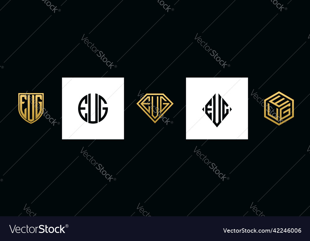 Initial letters eug logo designs bundle Royalty Free Vector