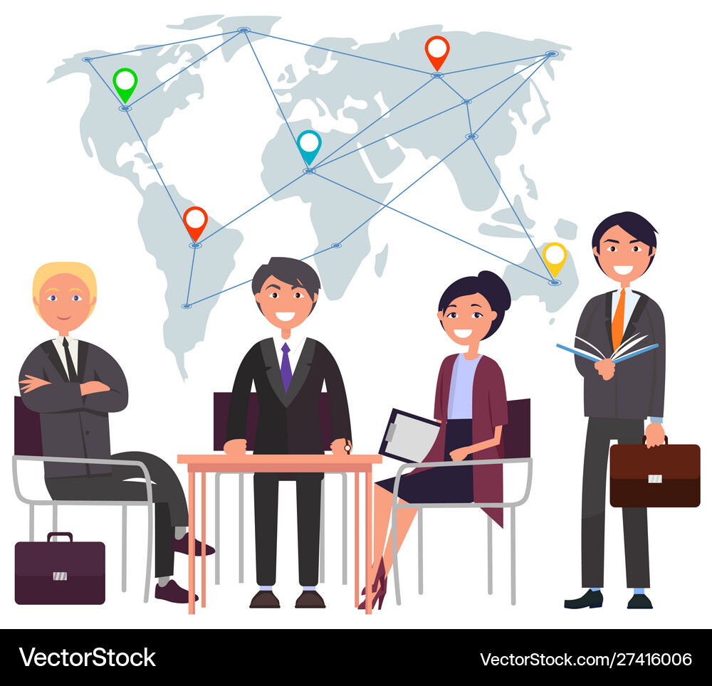 International business map with locations Vector Image