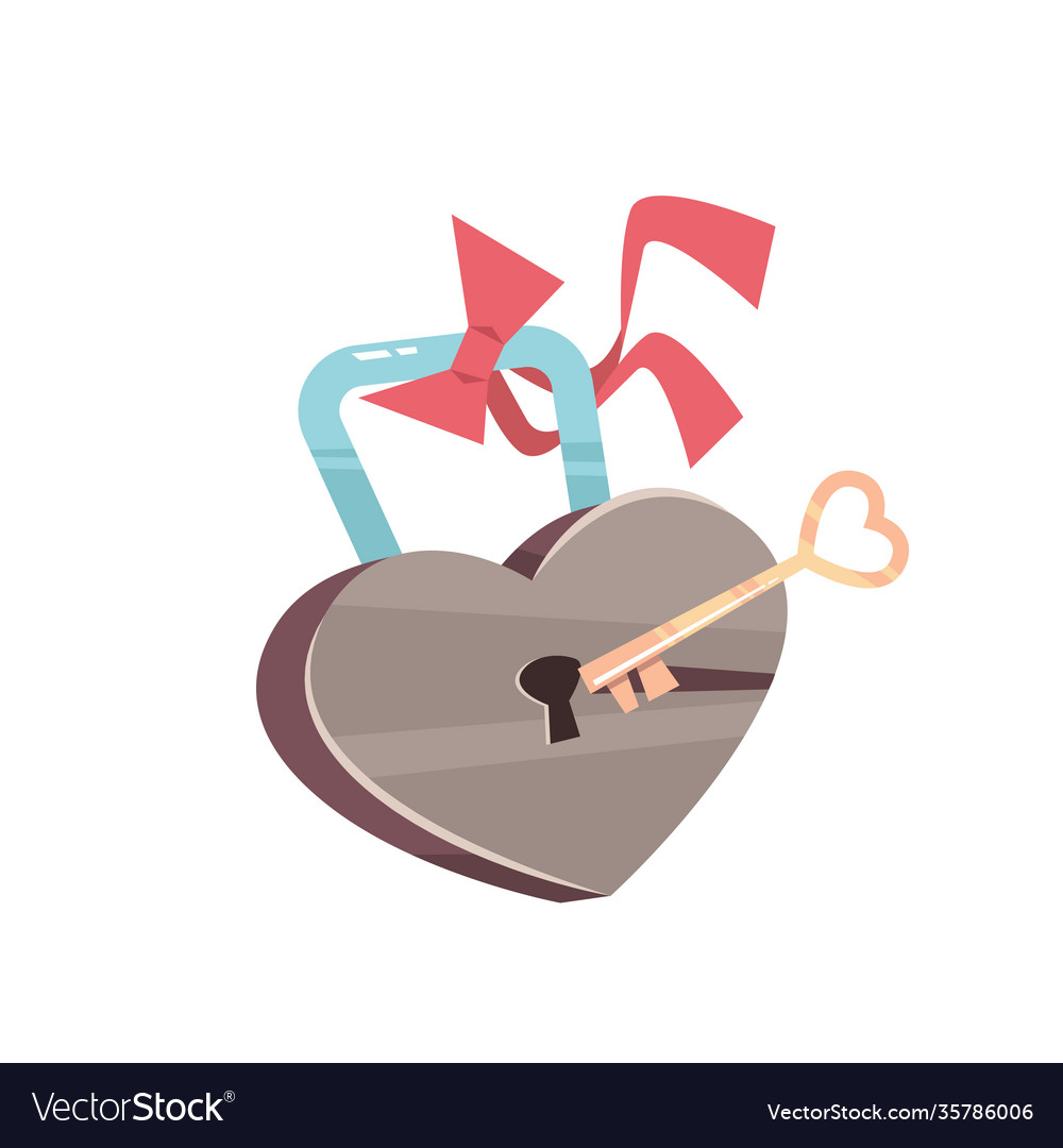 Key and padlock with heart valentines day Vector Image