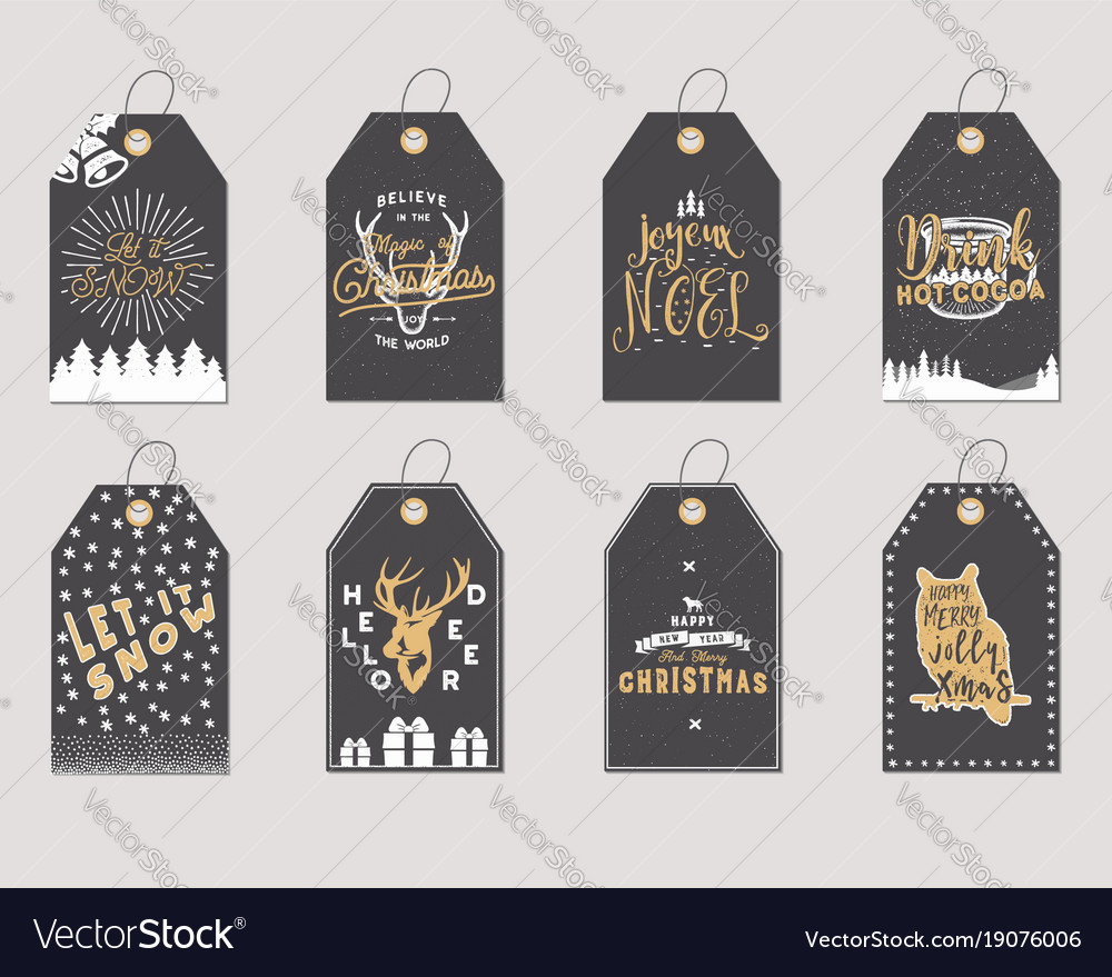 Merry christmas and new year gift tags collection Vector Image