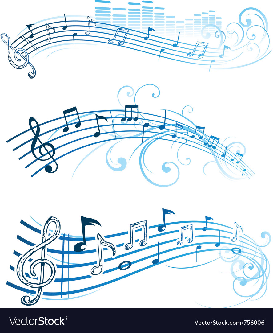 Music notes on staves Royalty Free Vector Image