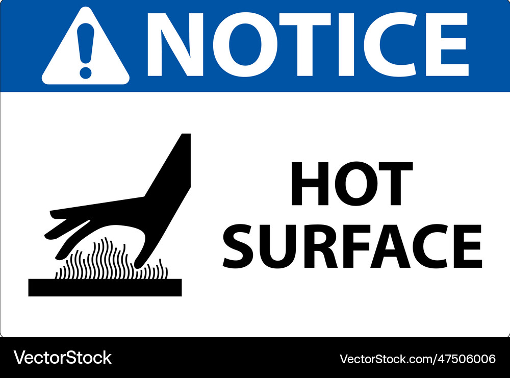 Notice hot surface label sign on white background Vector Image