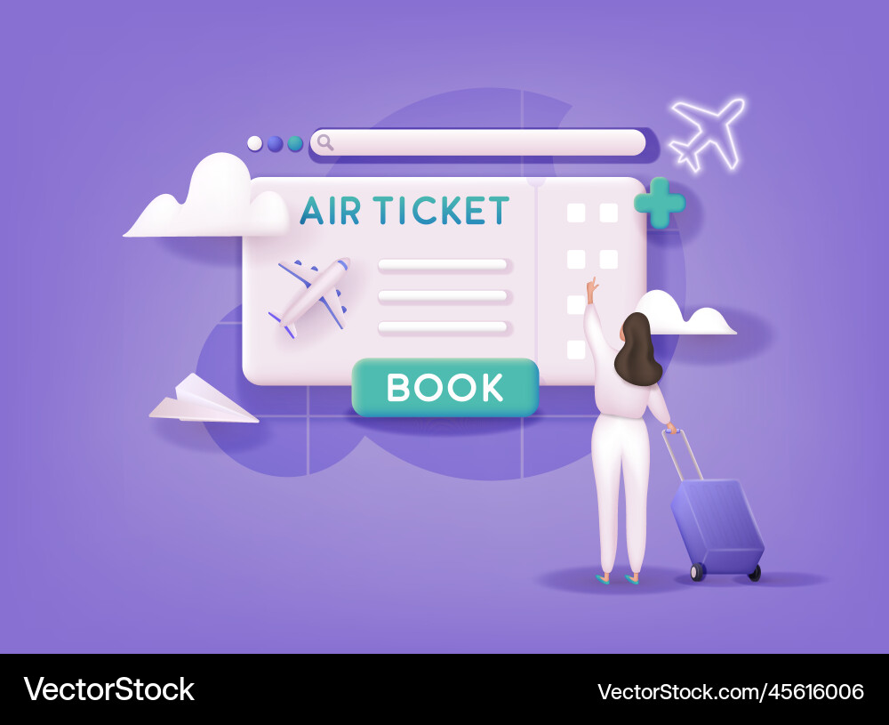 Online booking flight tickets concept on mobile Vector Image