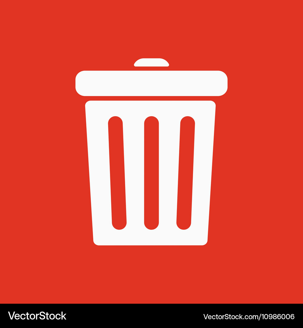 Trashcan icon dustbin symbol flat Royalty Free Vector Image