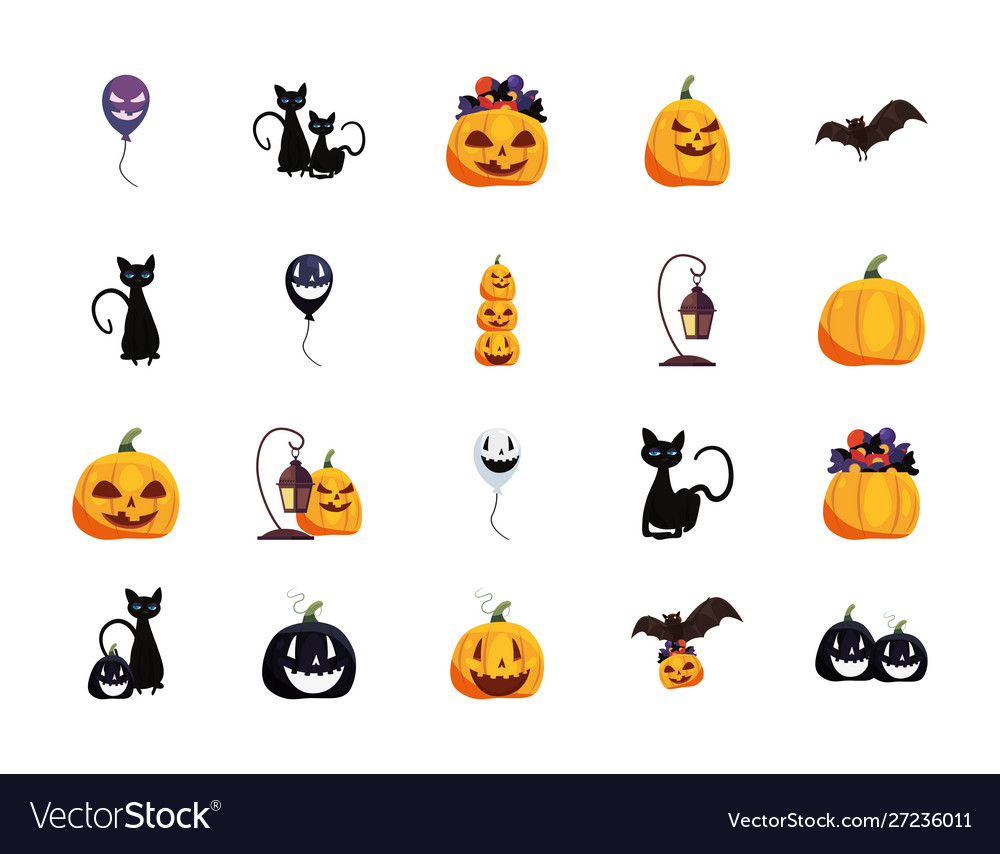 Bundle halloween with set icons Royalty Free Vector Image