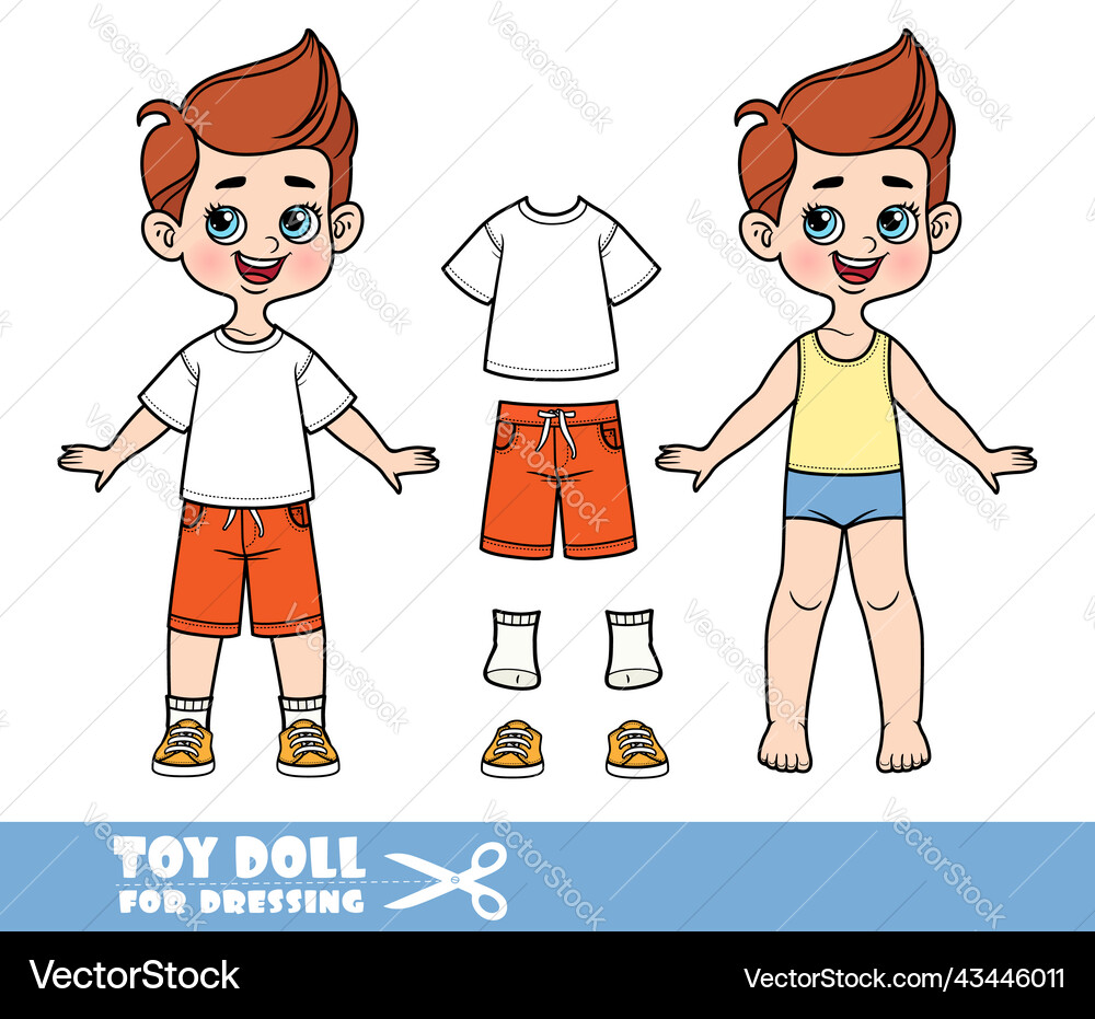 Cartoon boy dressed and clothes separately Vector Image