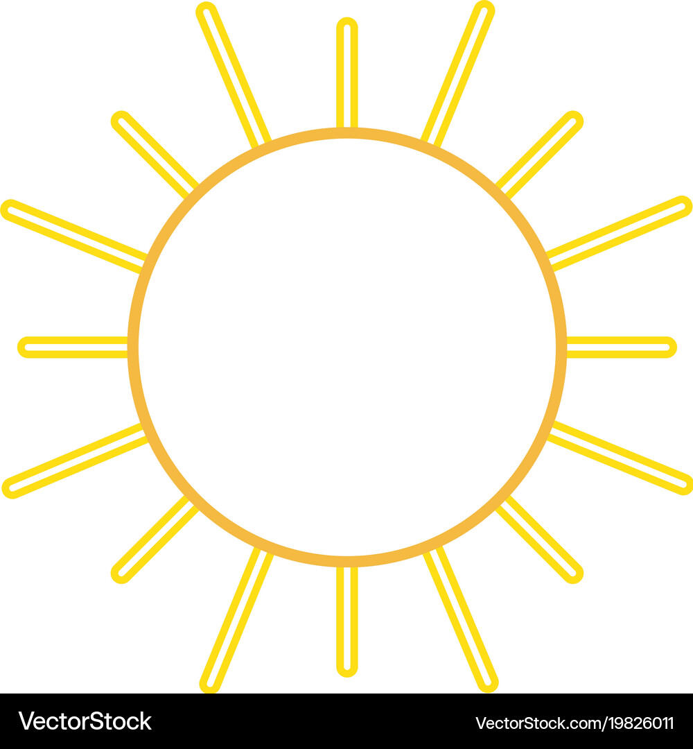 Color line flat sun with lights ray Royalty Free Vector