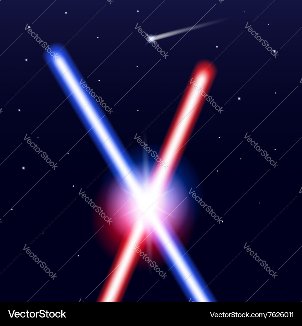 Crossed light swords on isolated black background Vector Image