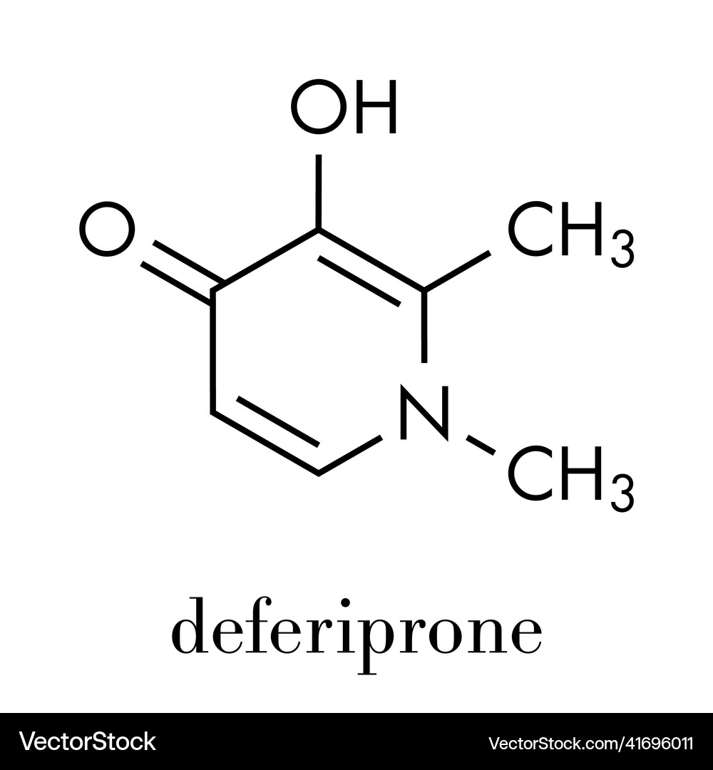 Deferiprone thalassaemia major drug molecule iron Vector Image