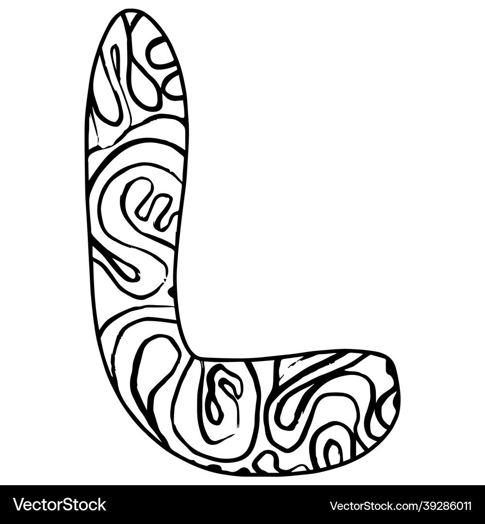 Entangle stylized alphabet - letter l black Vector Image