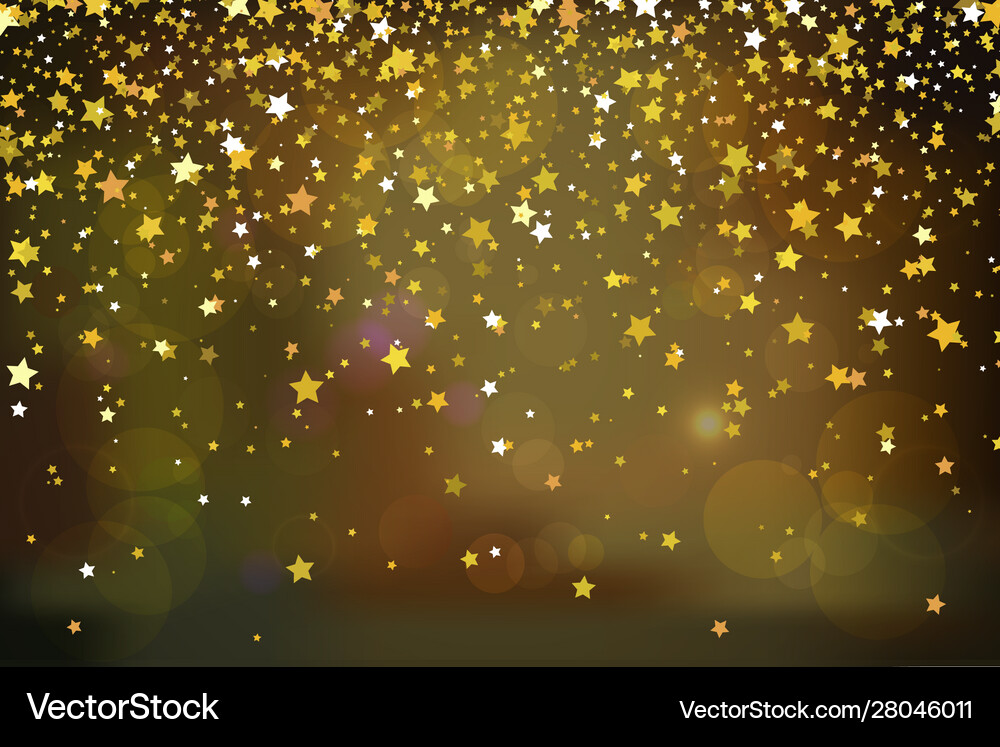 Falling golden stars on dark background Royalty Free Vector