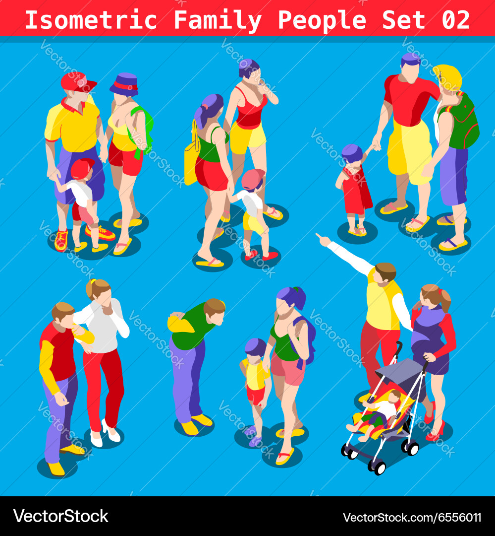 Family Set 02 People Isometric Royalty Free Vector Image