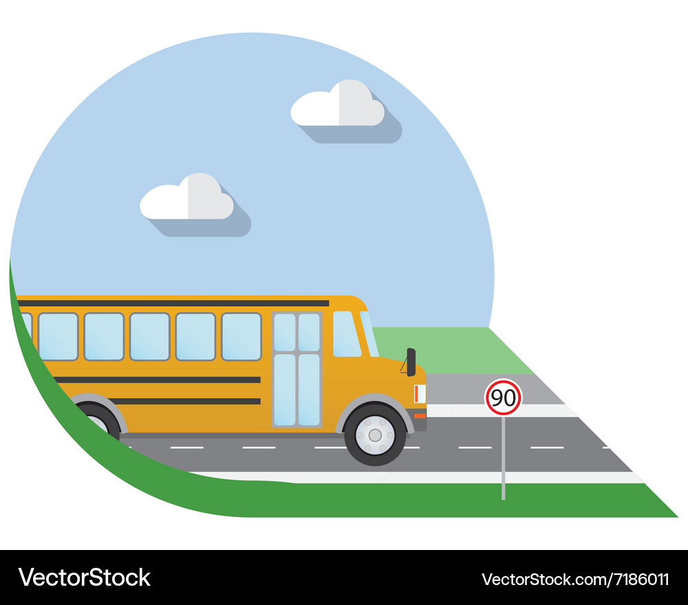 Flat design city transportation school bus side Vector Image