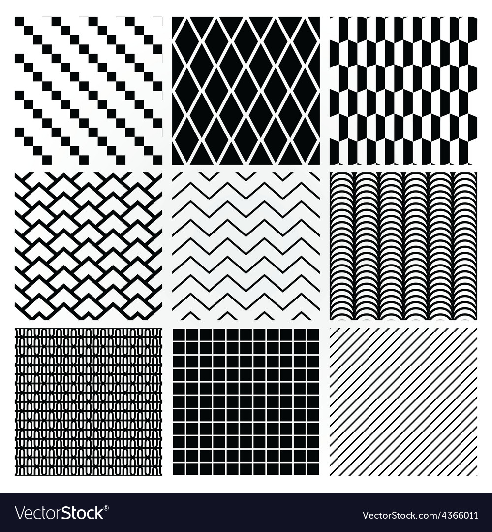 Geometric monochrome seamless background patterns Vector Image
