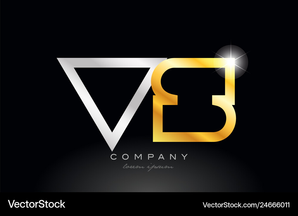 Gold silver alphabet letter vs v s combination Vector Image