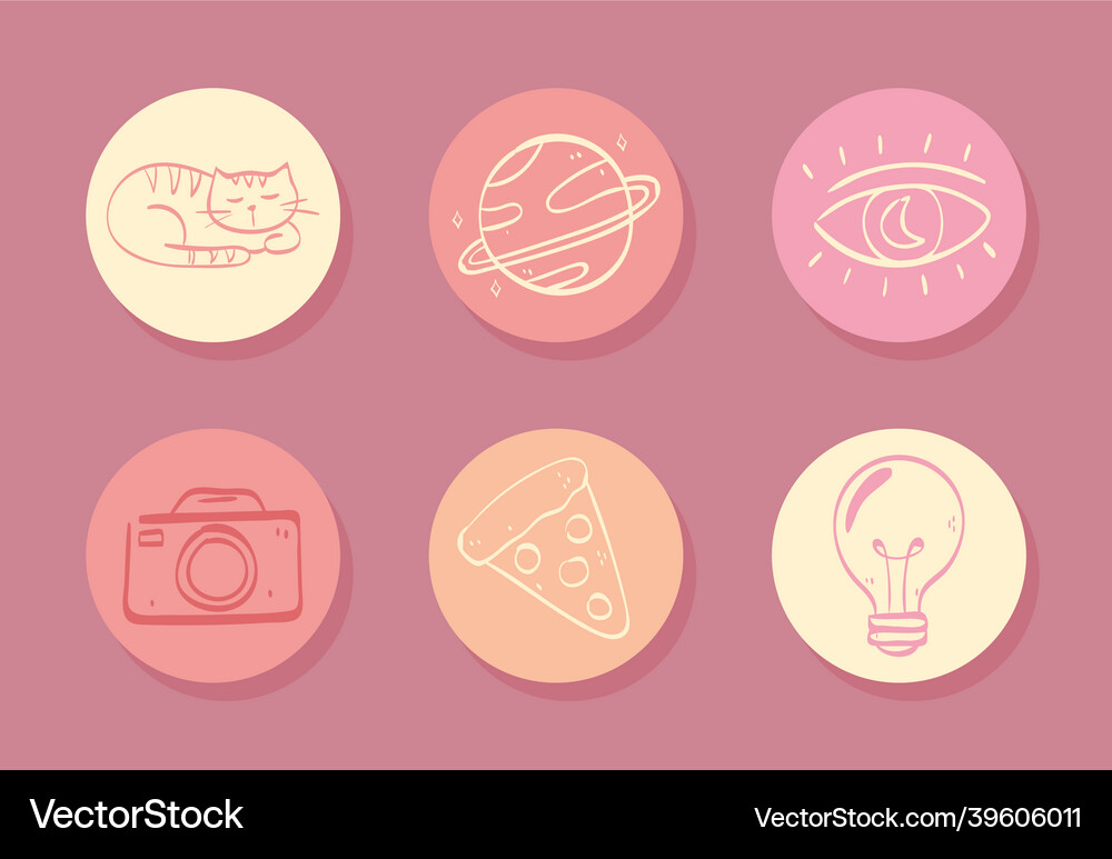 Highlights covers media icons Royalty Free Vector Image