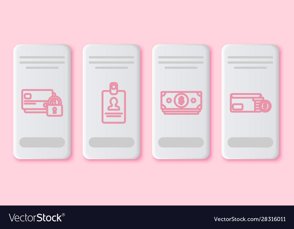 Set line credit card with lock identification Vector Image Set line credit card with lock identification Vector Image