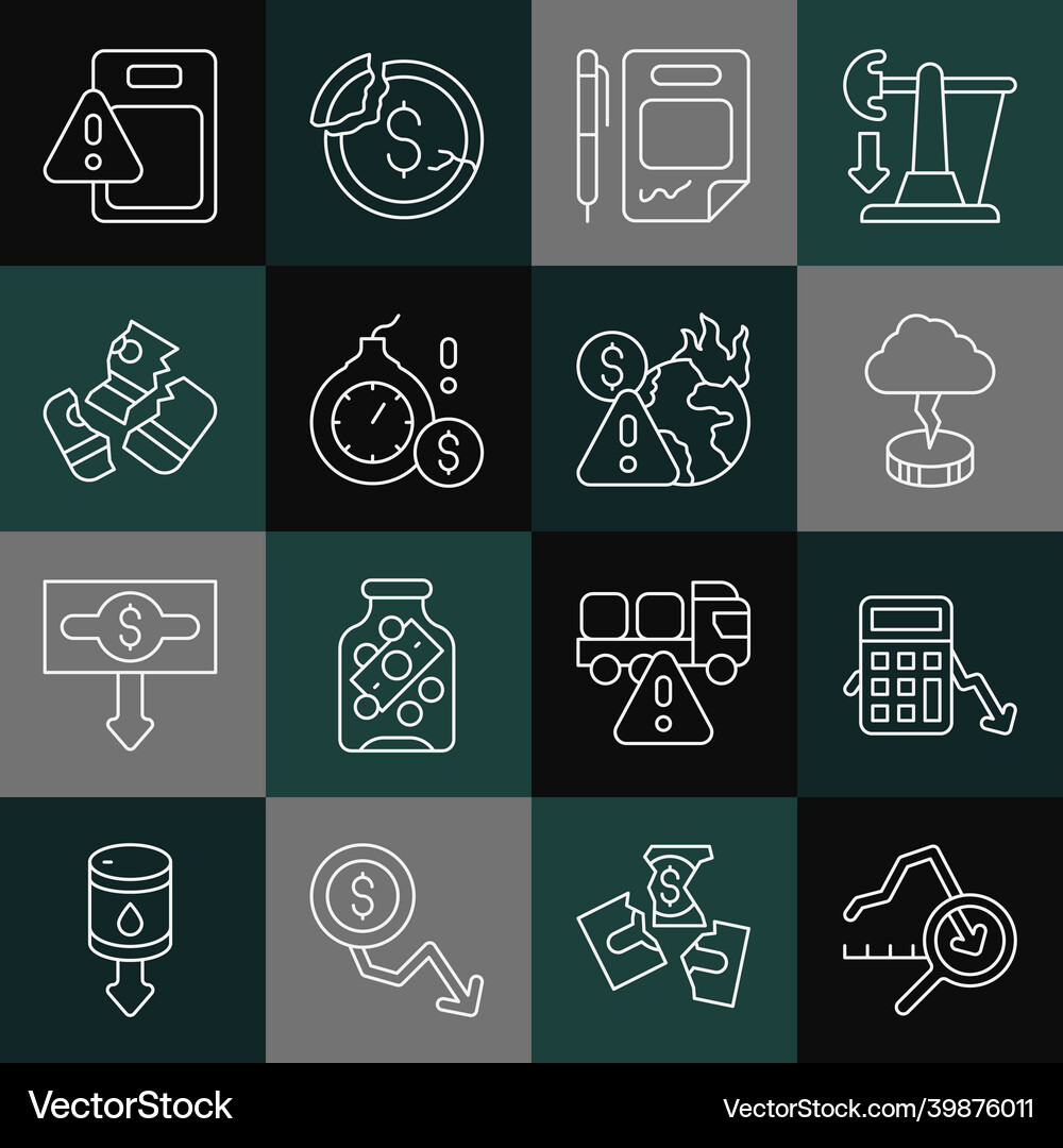 Set line global economic crisis calculation Vector Image
