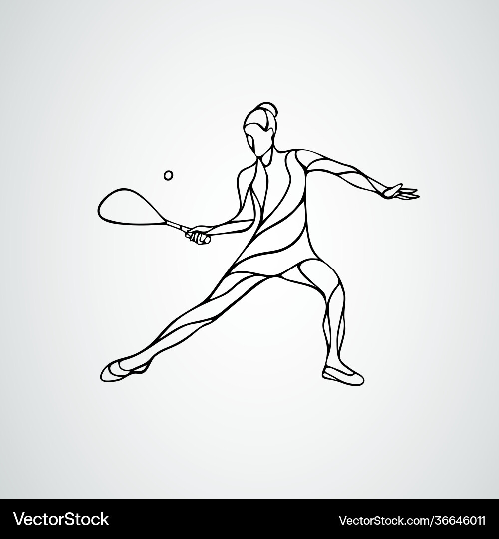 Squash player female abstract outline silhouette Vector Image