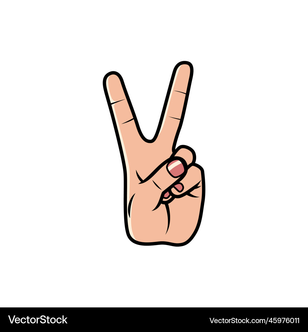 V sign peace and hand isolated Royalty Free Vector Image