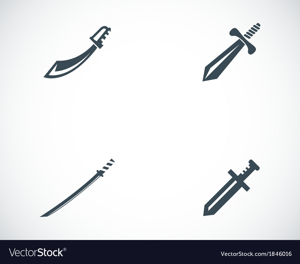Black sword icons set Royalty Free Vector Image