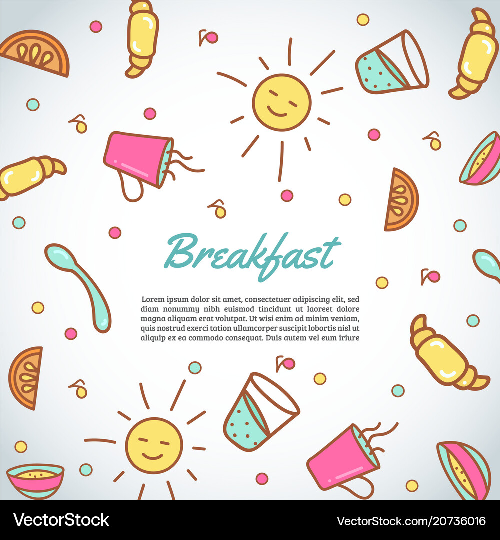 Breakfast background morning time Royalty Free Vector Image