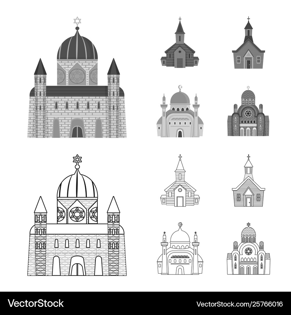 Design cult and temple logo set Royalty Free Vector Image