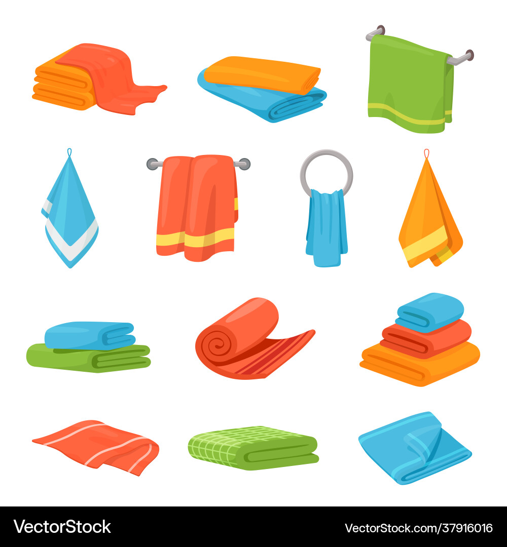 Fabric bath towels kitchen towel design isolated Vector Image