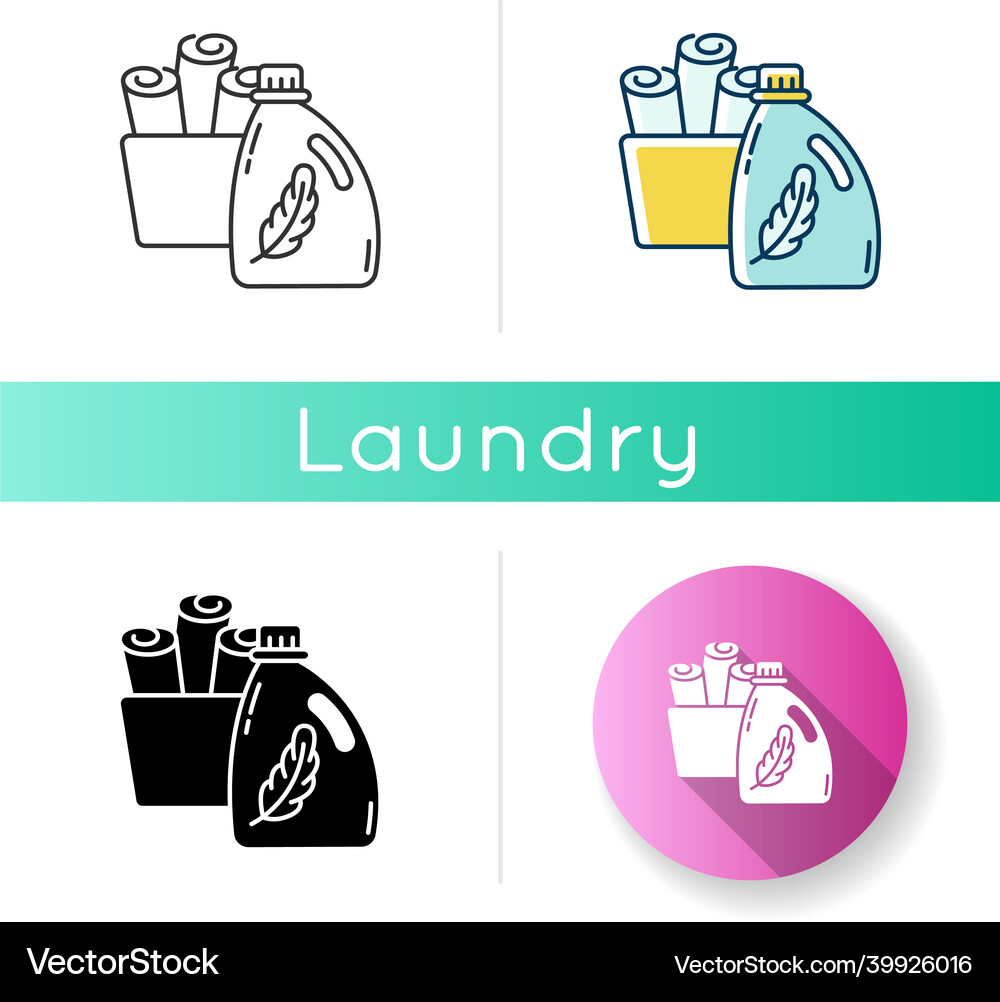 Fabric softener icon cleaning product packaging Vector Image