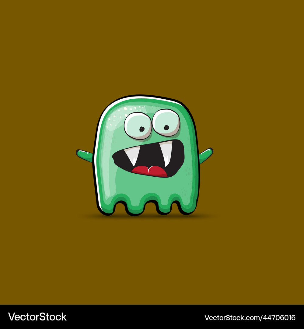 Funny cute smiling green ghost monster isolated Vector Image