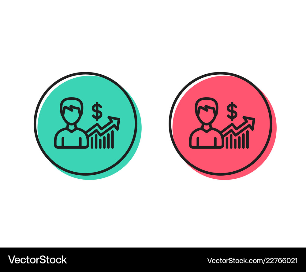 Business results line icon dollar sign Royalty Free Vector