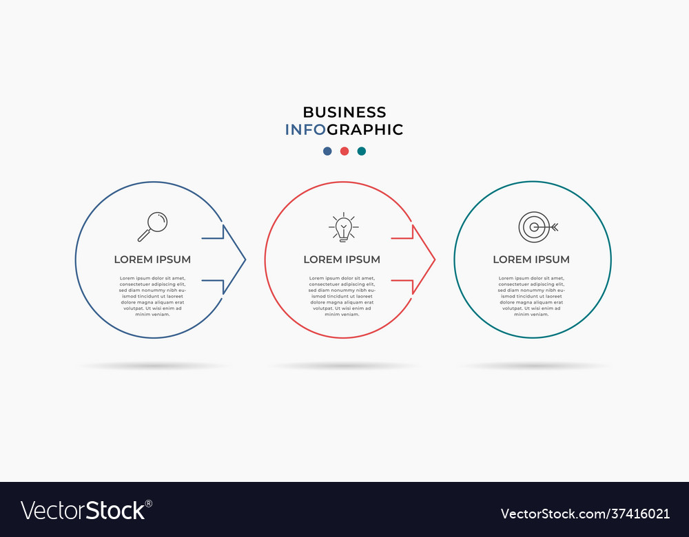 Business timeline infographics with 3 steps Vector Image
