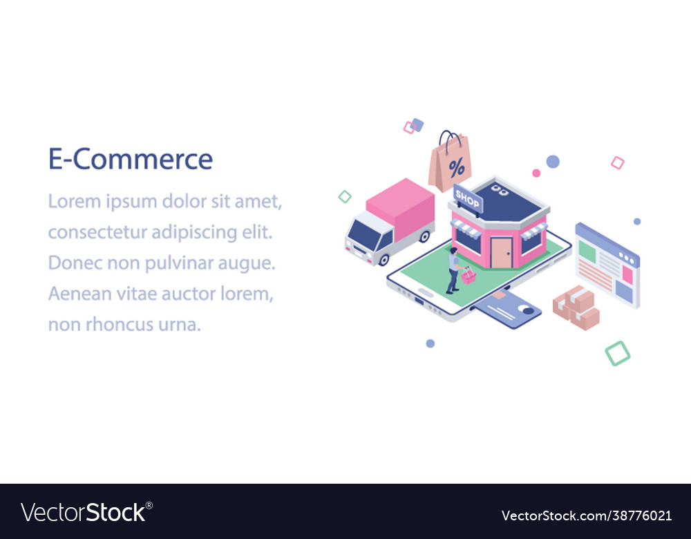 E-commerce isometric design Royalty Free Vector Image