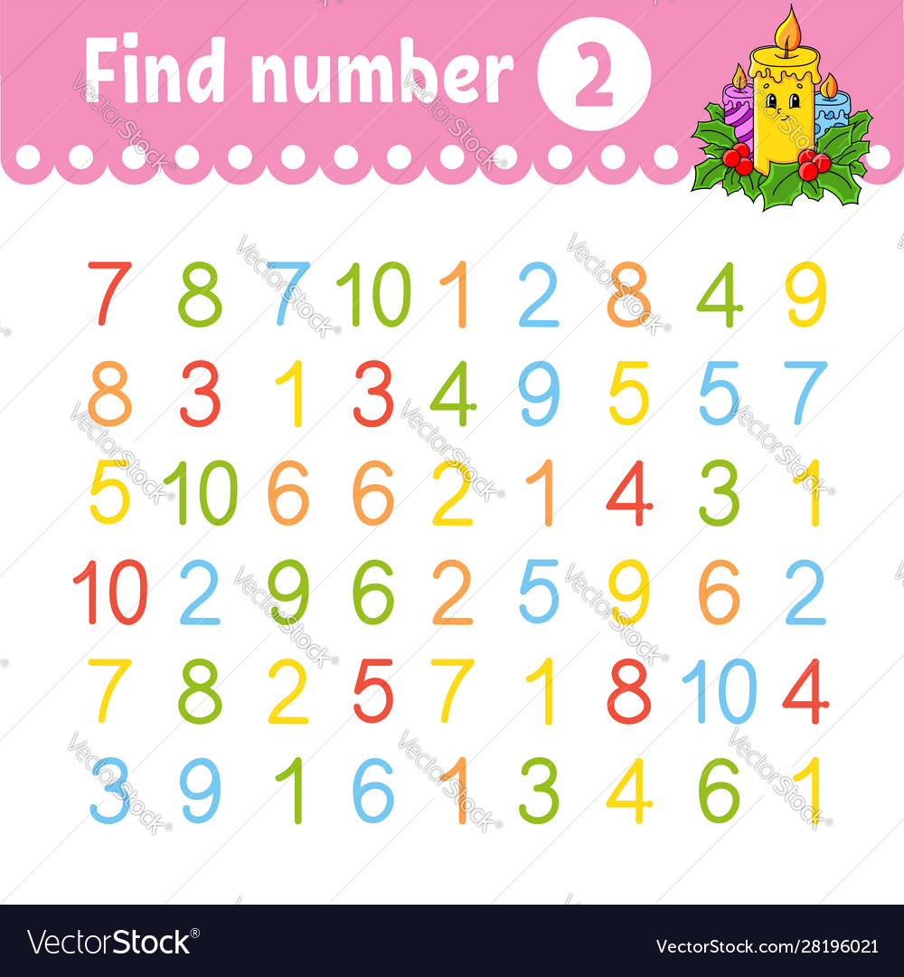Find number education developing worksheet Vector Image