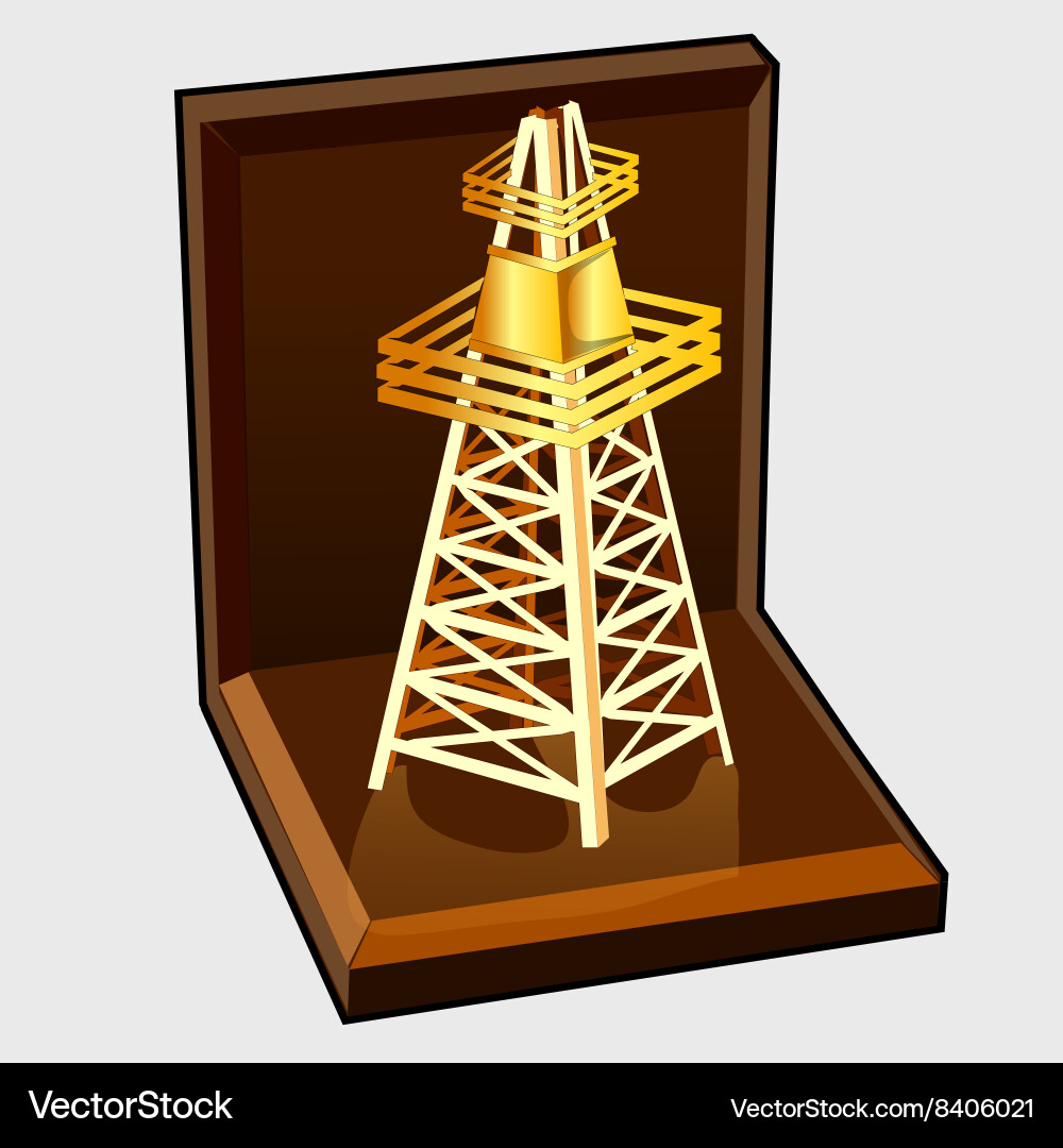 Golden figure electric tower in gift box Vector Image