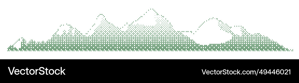 Green halftone mountain landscape with fir trees Vector Image