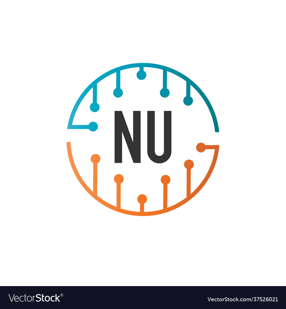 Initial letter nu future technology logo template Vector Image