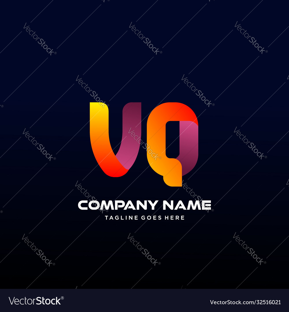 Letter vq initial logo with colorful Royalty Free Vector