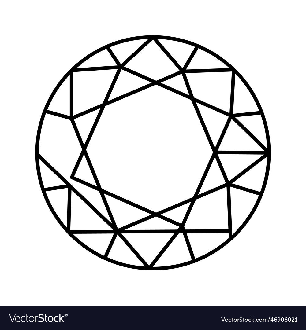 Round diamond gem lined Royalty Free Vector Image