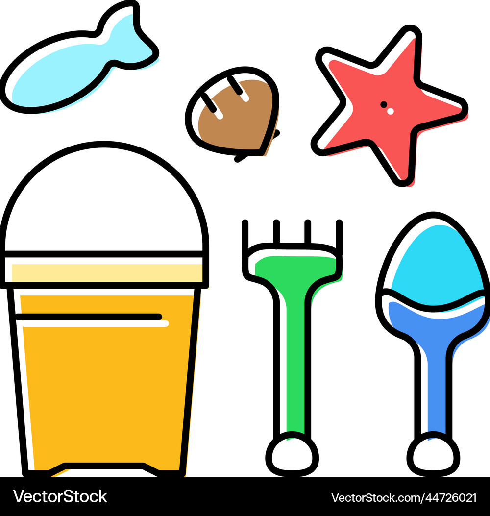 Sand toys summer color icon – Royalty-Free Vector | VectorStock