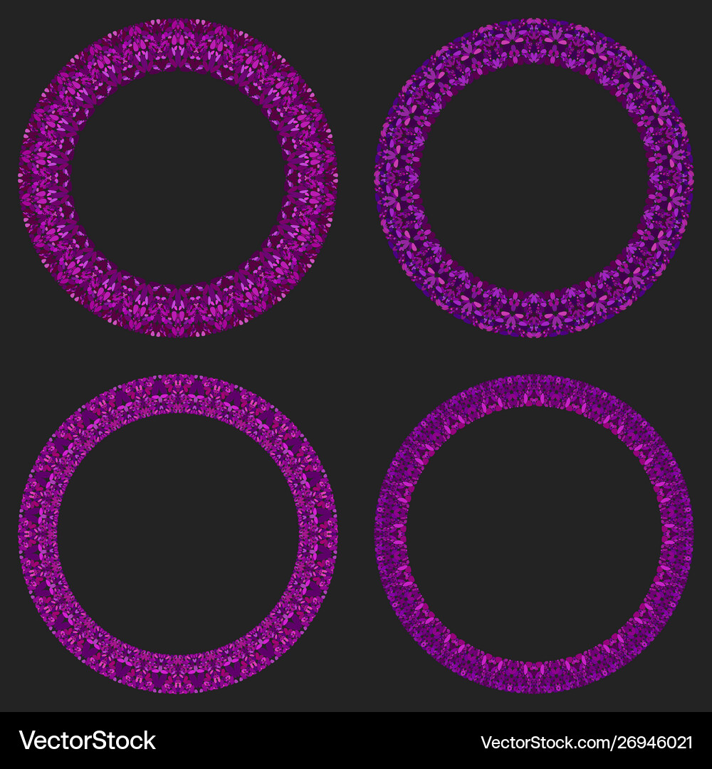 Set 4 gravel mosaic round borders - design Vector Image