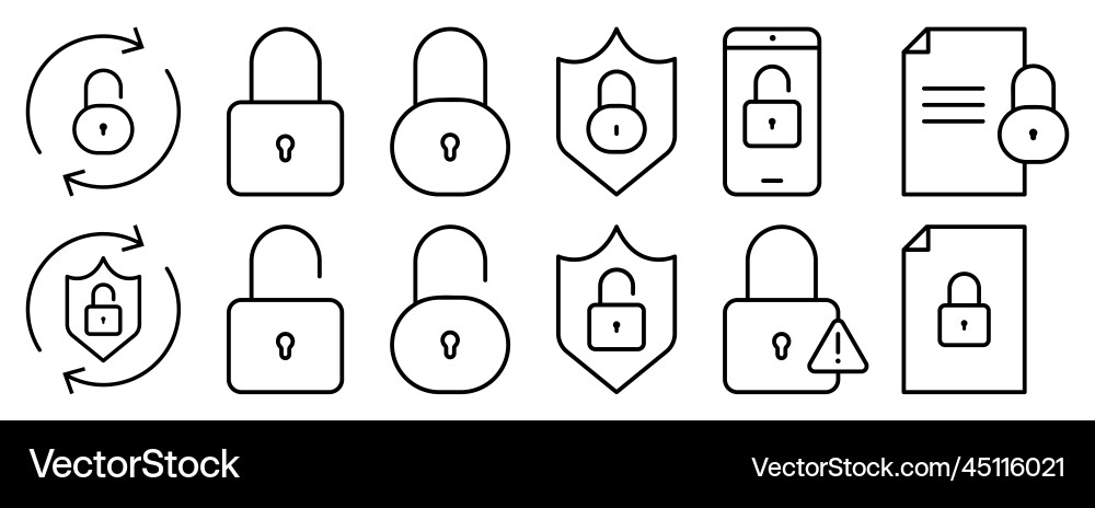 Set of locks related line icons Royalty Free Vector Image