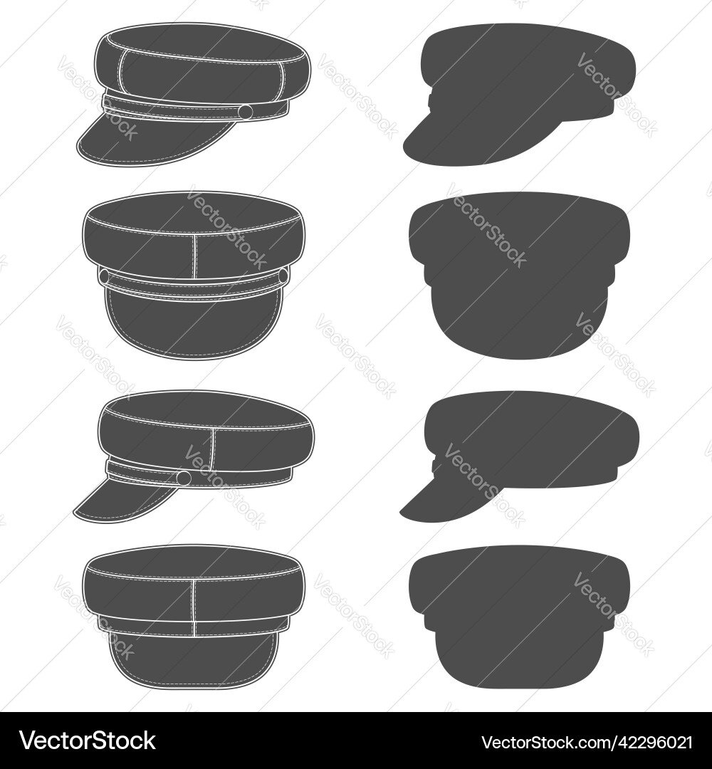 Set of with peaked cap forage Royalty Free Vector Image