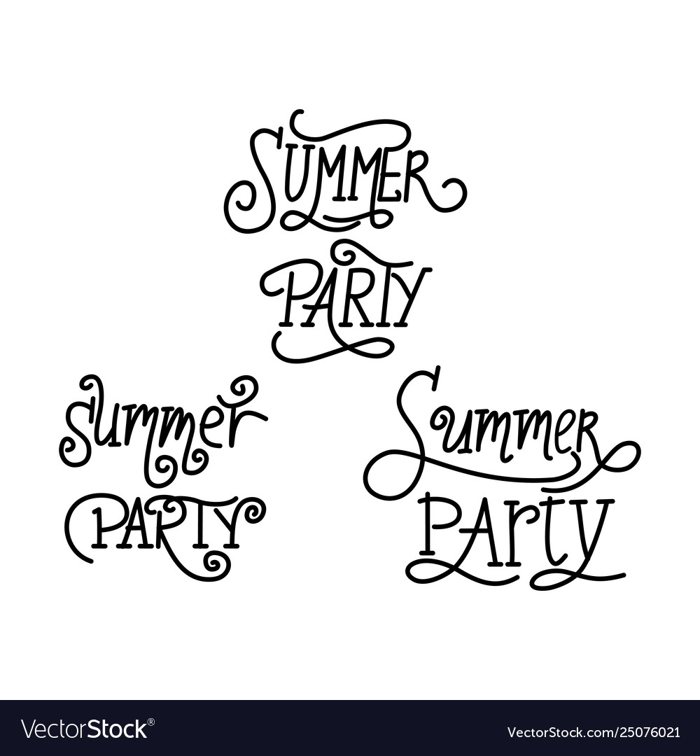 Summer party script text design template Vector Image