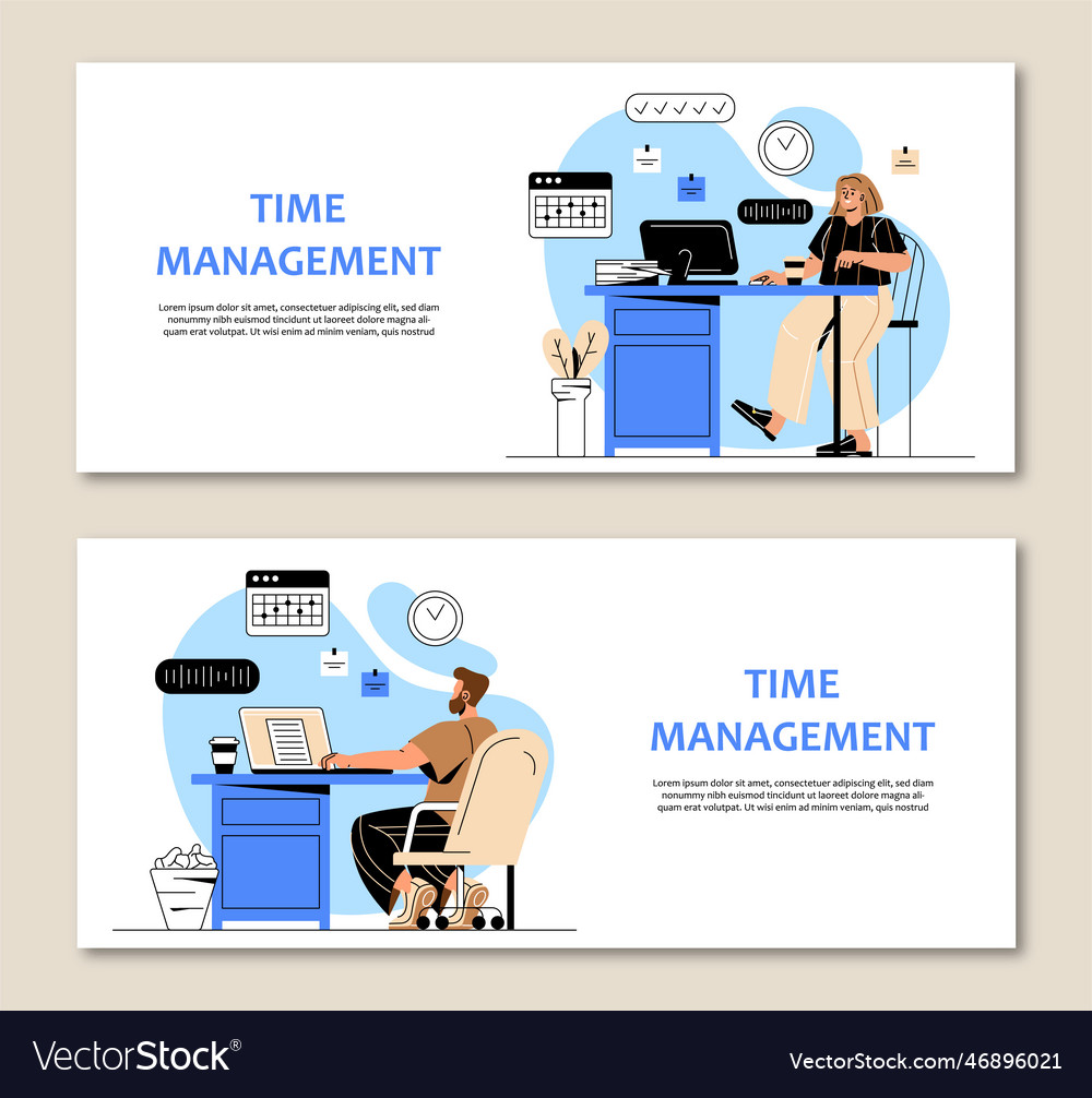 Time management banners Royalty Free Vector Image