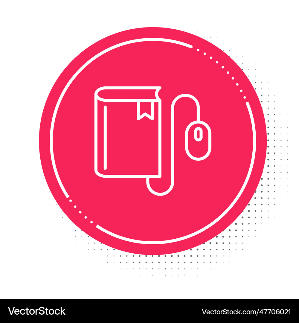 White line electronic book with mouse icon Vector Image