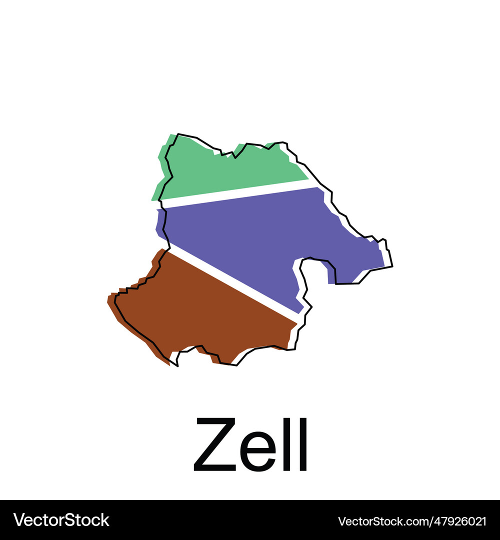 Zell map detailed outline colorful regions Vector Image
