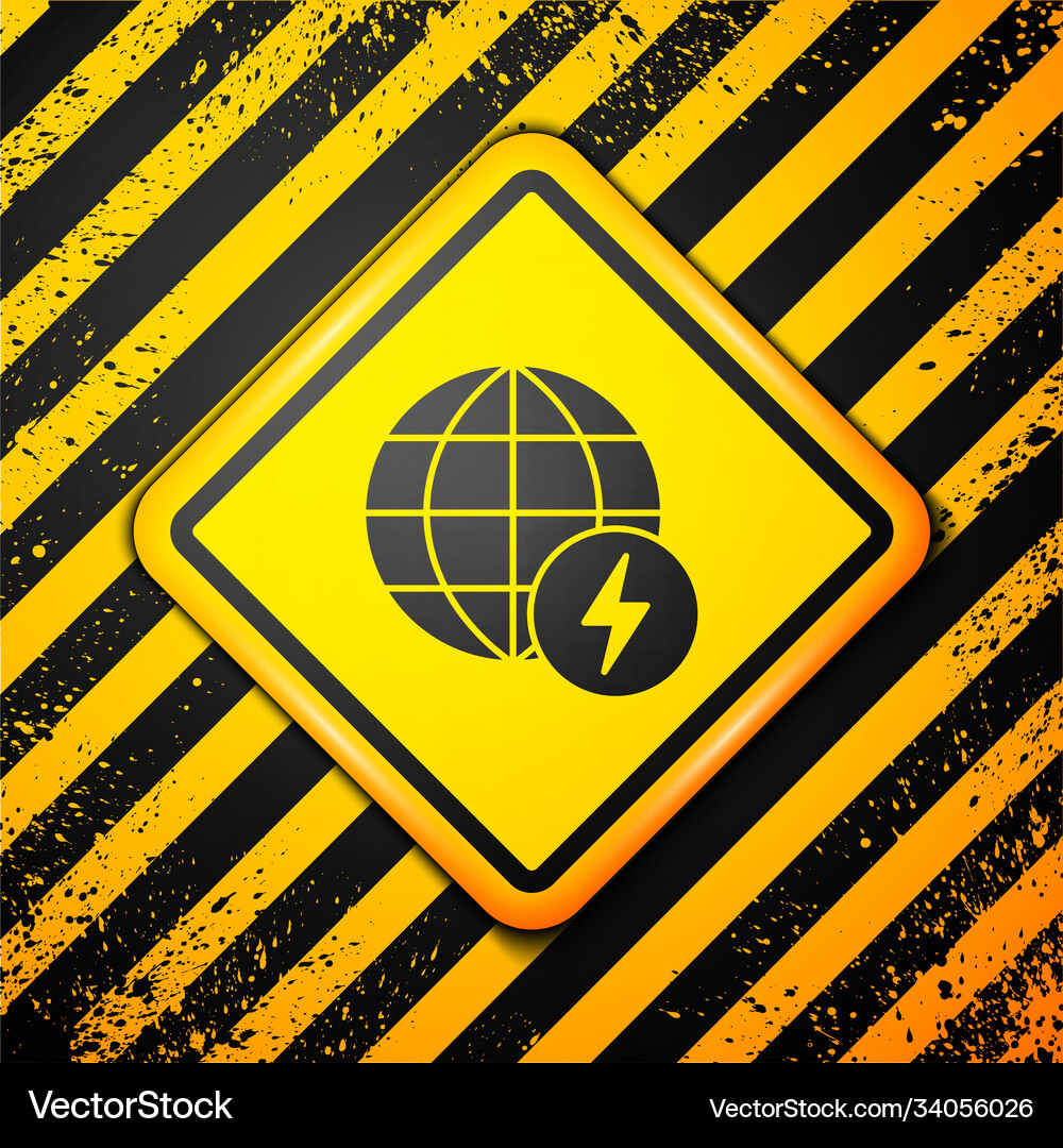 Black global energy power planet with flash Vector Image