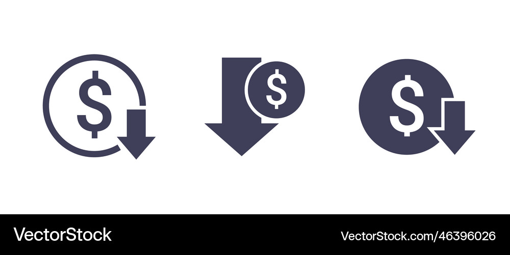 Cost reduction icon price lower arrow low Vector Image
