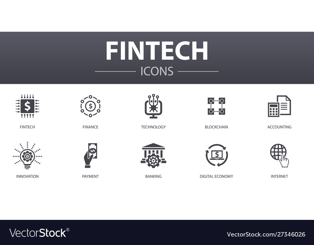 Fintech simple concept icons set contains Vector Image
